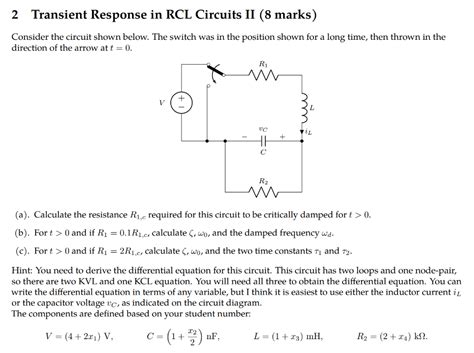 Consider The Circuit Shown Below The Switch Was In