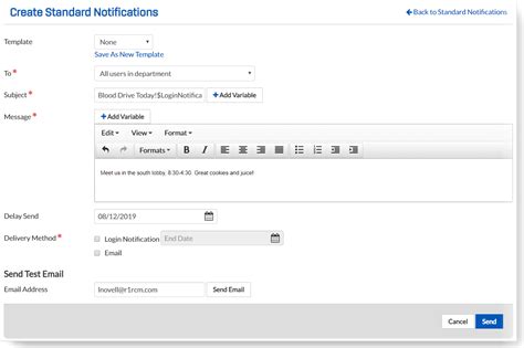 create a standard notification triptix