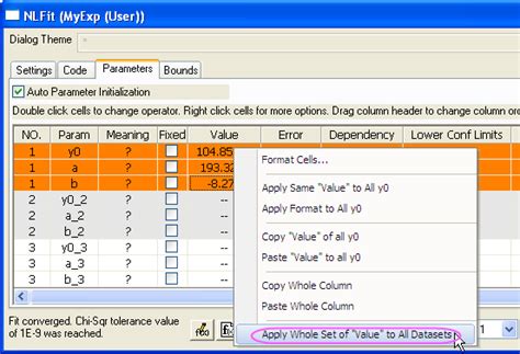 help online tutorials fit multiple datasets by fitting one and then