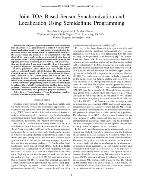 pdf joint toa based sensor synchronization and localization using