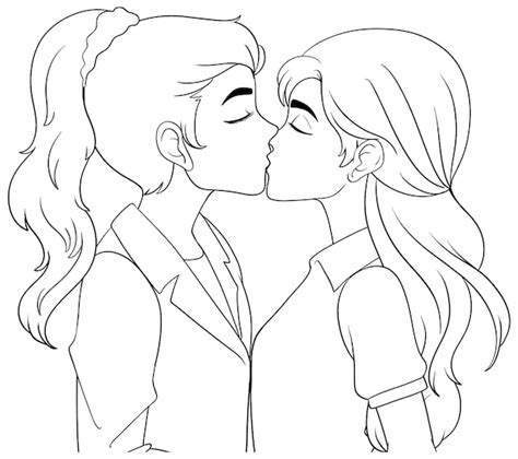 Premium Vector Lesbian Couple Kissing Cartoon Doodle Isolated