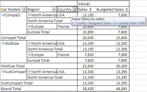 excel pivot tables filter data items values and dates