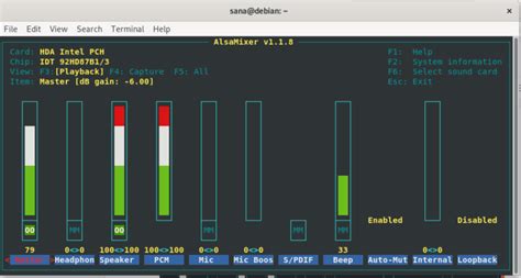 how to control audio on the debian command line vitux