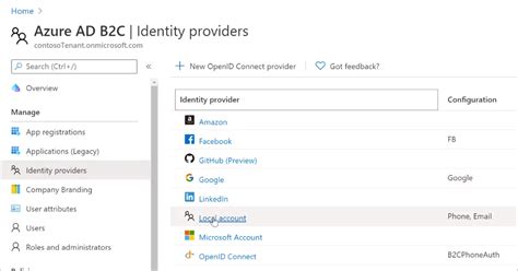 set up the local account identity provider azure ad b2c