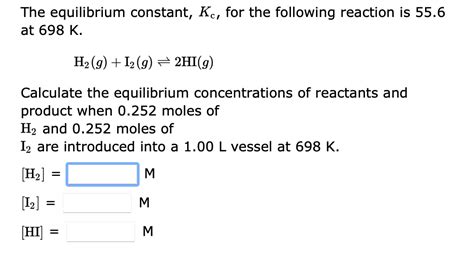 Solved The Equilibrium Constant Kc For The Following