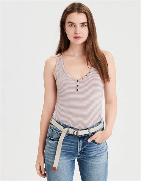 Ae Soft And Sexy Henley Tank Top Mauve American Eagle Outfitters
