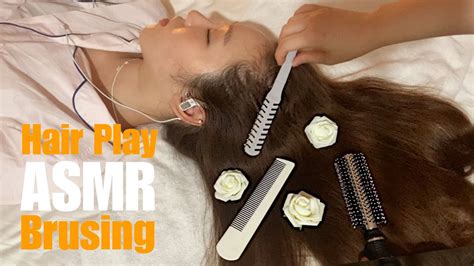 [eng Asmr] Relaxing Hair Play And Hair Brusing Scalp Massage [whisper