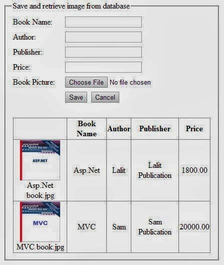 upload image in folder and save path in sql server database and read