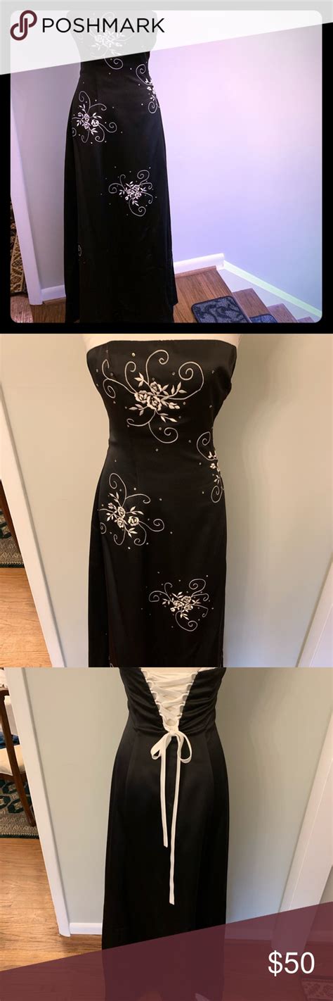 Stunning Black Satin Gown With Crystals Satin Gown Gowns Betsy
