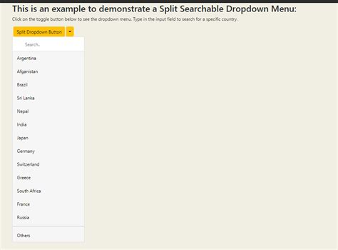 bootstrap searchable dropdown menu tutorialandexample
