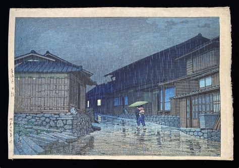 【やや傷や汚れあり】川瀬巴水 東海道 日坂 昭和17年作 6mm ワタナベ印 本物保証 コレクター収集品 新版画 Hasui Kawaseの