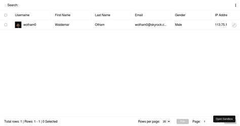 react grid table demo forked codesandbox