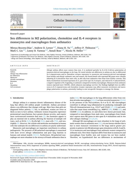 Pdf Sex Differences In M2 Polarization Chemokine And Il 4 Receptors