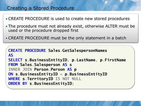 Ppt Module 9 Designing And Implementing Stored Procedures Powerpoint