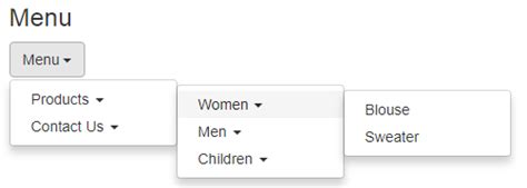 javascript nested multiple dropdown menu boostrap