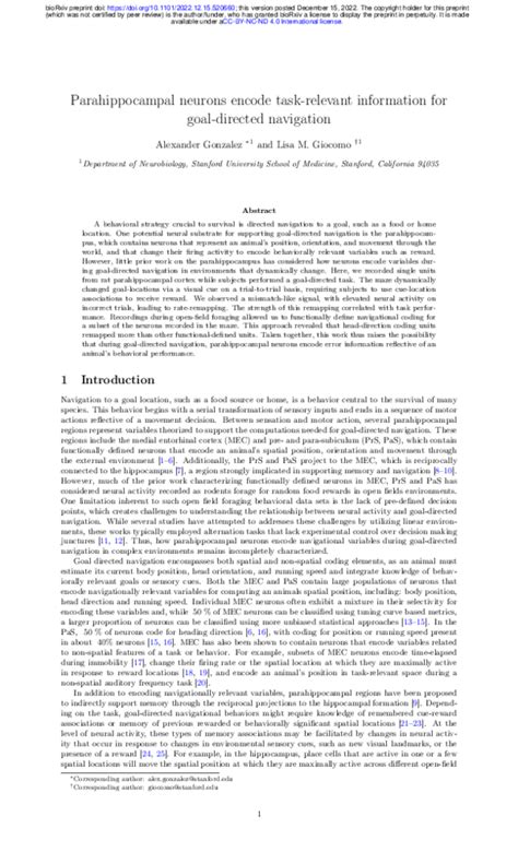 Pdf Parahippocampal Neurons Encode Task Relevant Information For Goal
