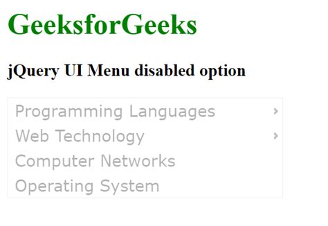 jquery ui menu disabled option geeksforgeeks