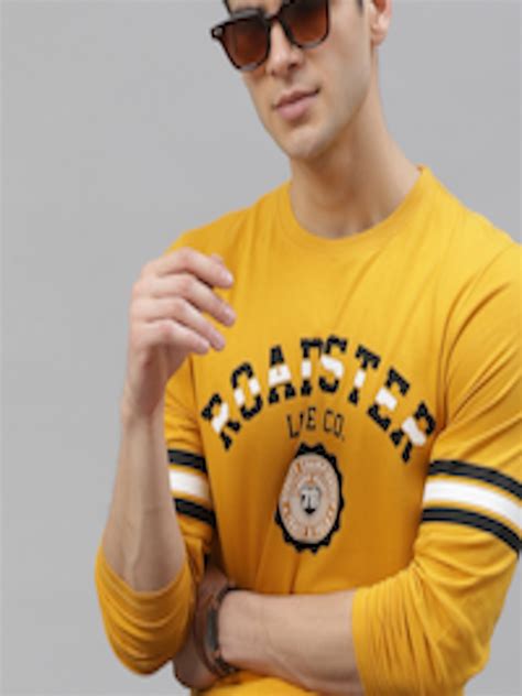 Buy The Roadster Lifestyle Co Men Mustard Yellow Pure Cotton Printed