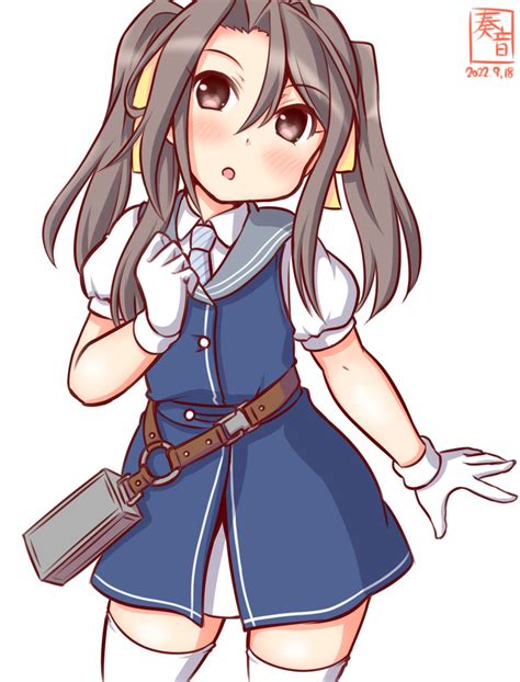 艦これ「「大規模改装、しちゃいました ぎゅぅう～っと、もっと、頑張ります 」 艦」 奏音＠ダブルおさげ推進委員会のイラスト