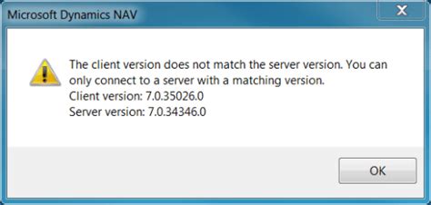 the client version does not match the server version my errors and my
