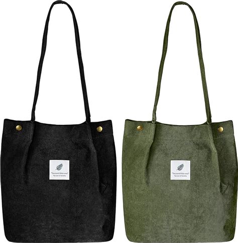 Ayieyill Corduroy Tote Bag For Women Canvas Shoulder Cord