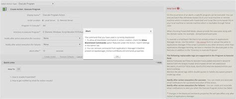 execute program action blacklistcommands