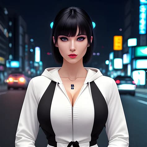 1girl Arms Behind Back Bangs Belt Black Hair Bow Breasts