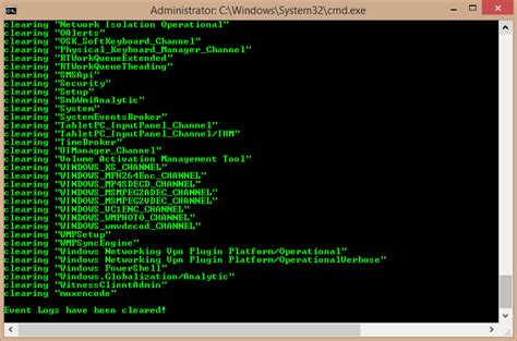 how to clear the windows event log from the command line