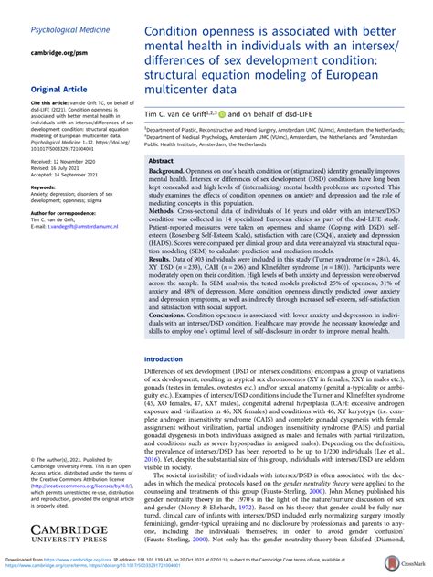 Pdf Condition Openness Is Associated With Better Mental Health In