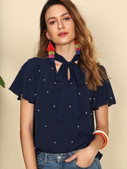 Plain Tops Woman Standing Flutter Sleeve Top Summer Shirts Short