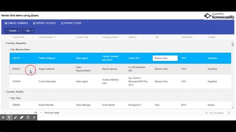 kendo grid demo using jquery kendo grid integration using jquery