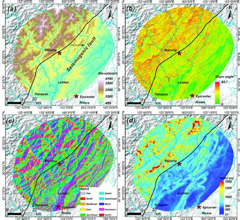 Spatial Distribution Of Topographic Factors A Elevation B Slope