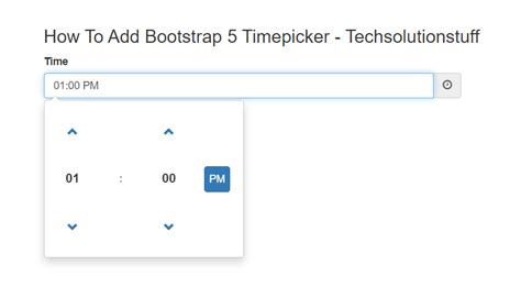 how to add bootstrap 5 timepicker