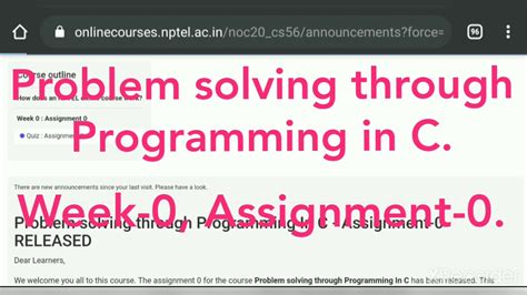 nptel problem solving through programming in c nptel weak 0