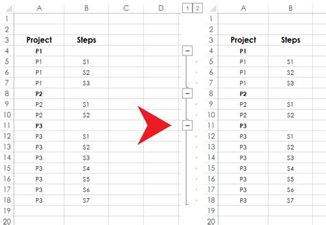 excel how to group same topics under the first one using vba stack