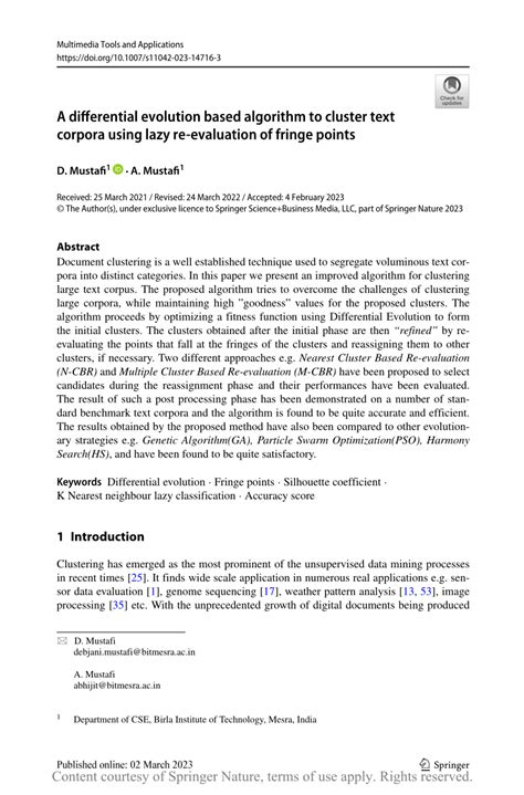 A Differential Evolution Based Algorithm To Cluster Text Corpora Using