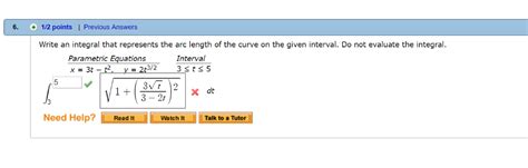 Solved 6 1 2 Points Previous Answers Write An Integral