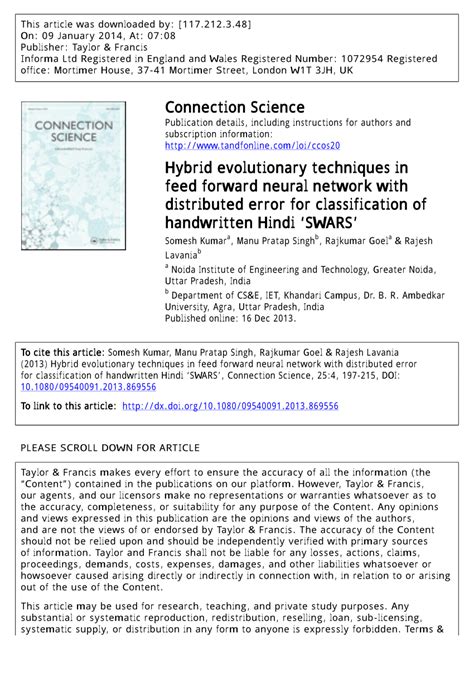 pdf hybrid evolutionary techniques in feed forward neural network