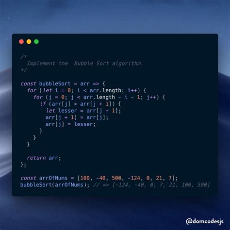 [6 100] Heres A Basic Implementation Of The Bubble Sort Algorithm In