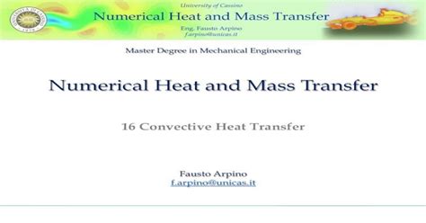 Numerical Heat And Mass Transfer Unicas It · Numerical Heat And Mass