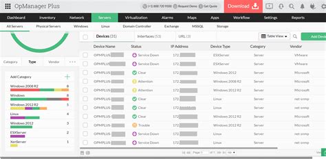 enterprise server monitoring manageengine opmanager plus