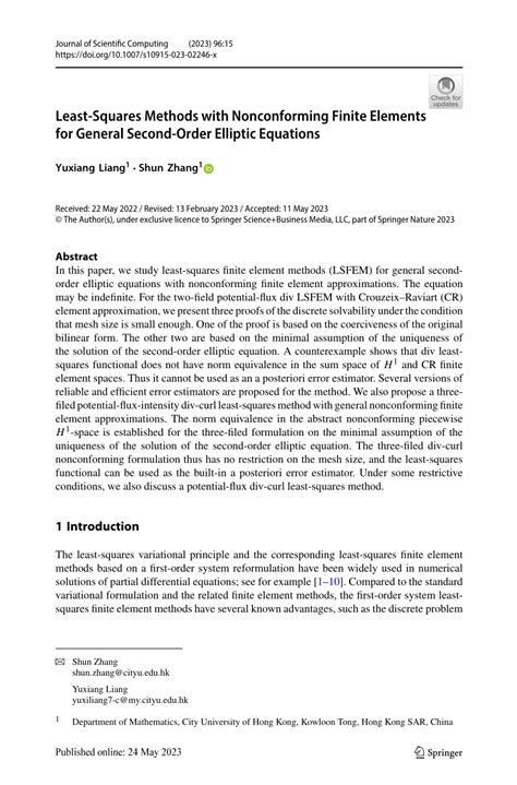 Pdf Least Squares Methods With Nonconforming Finite Elements For