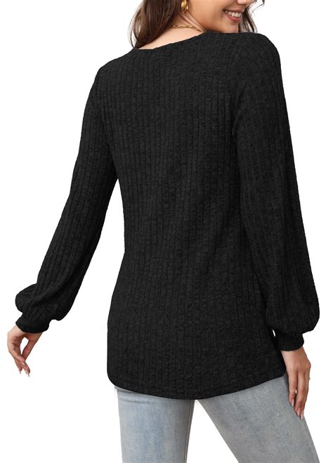 Fantaslook Henley Long Sleeve Shirts For Women Casual Tunic Tops Fall