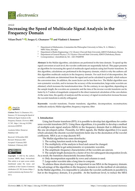 Pdf Increasing The Speed Of Multiscale Signal Analysis In The