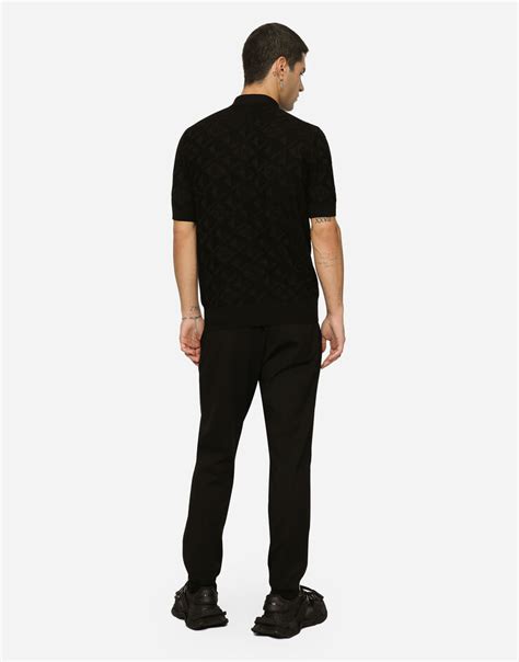 Polo En Jacquard De Seda 3d En Negro De Hombre Dolceandgabbana®