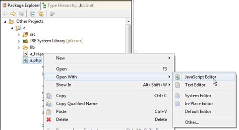 how to open a php file with a js or html editor in eclipse stack overflow