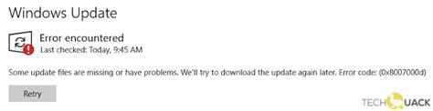how to repair windows update error code 0x8007000d techquack