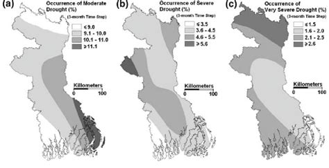 Spatial Extent Of A Moderate B Severe And C Very Severe Drought
