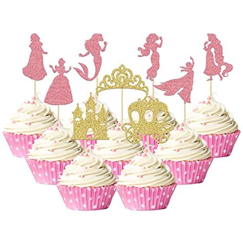 Gyufise 36pcs Princess Cupcake Toppers Crown Castle Girl Cake Toppers