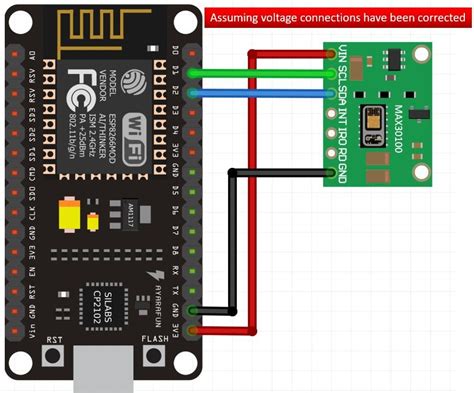 interface max30100 pulse oximeter sensor with esp8266 nodemcu
